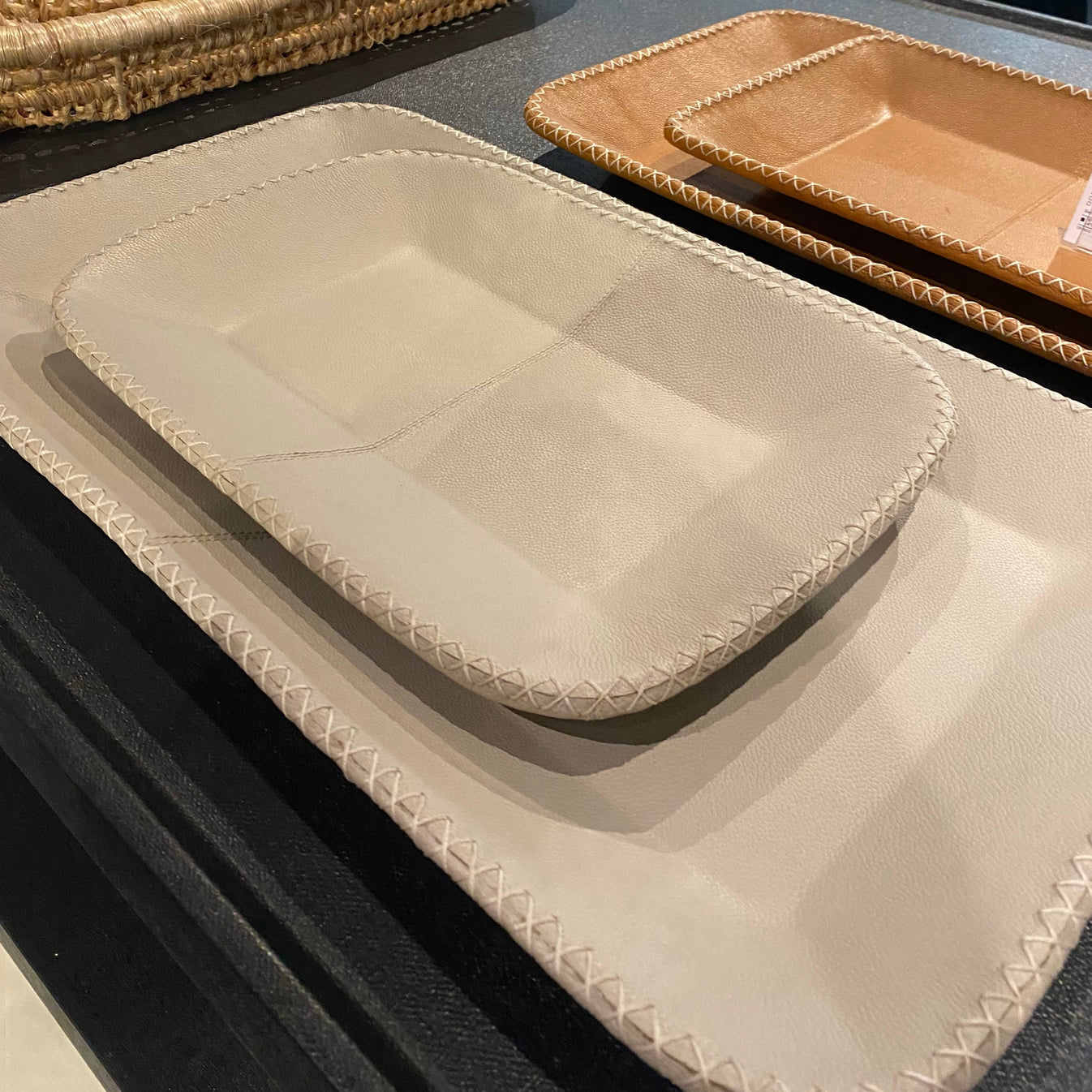 Made Goods Georgia Tray Set Light Gray Leather – CLAYTON GRAY HOME