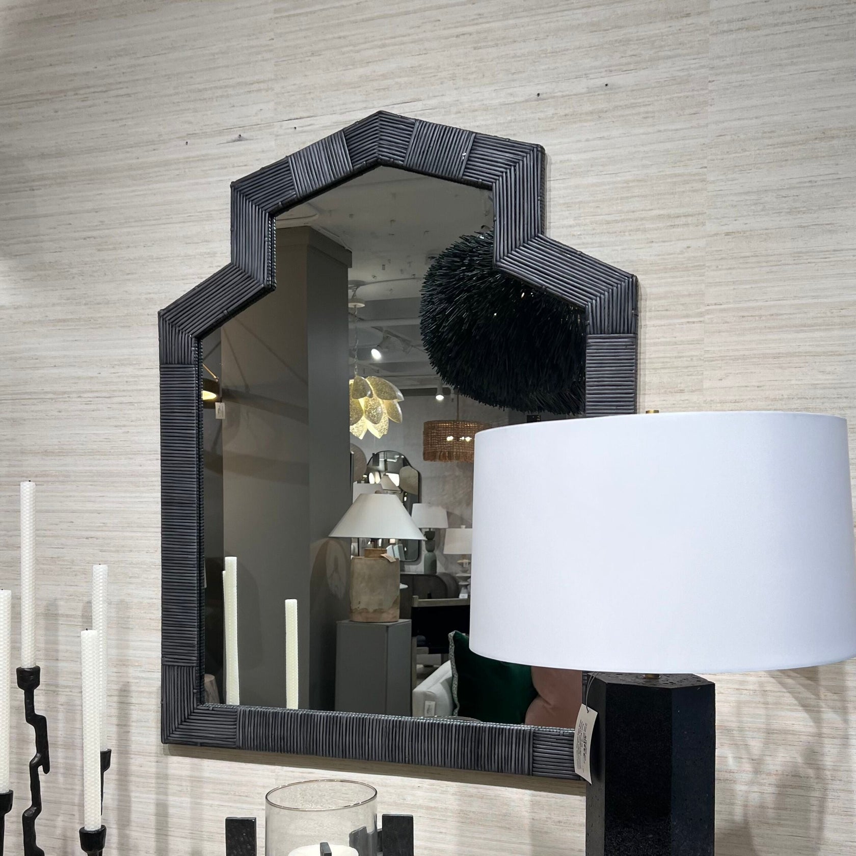 Arteriors Home Beeland Mirror Black and Washed Rattan – CLAYTON GRAY HOME