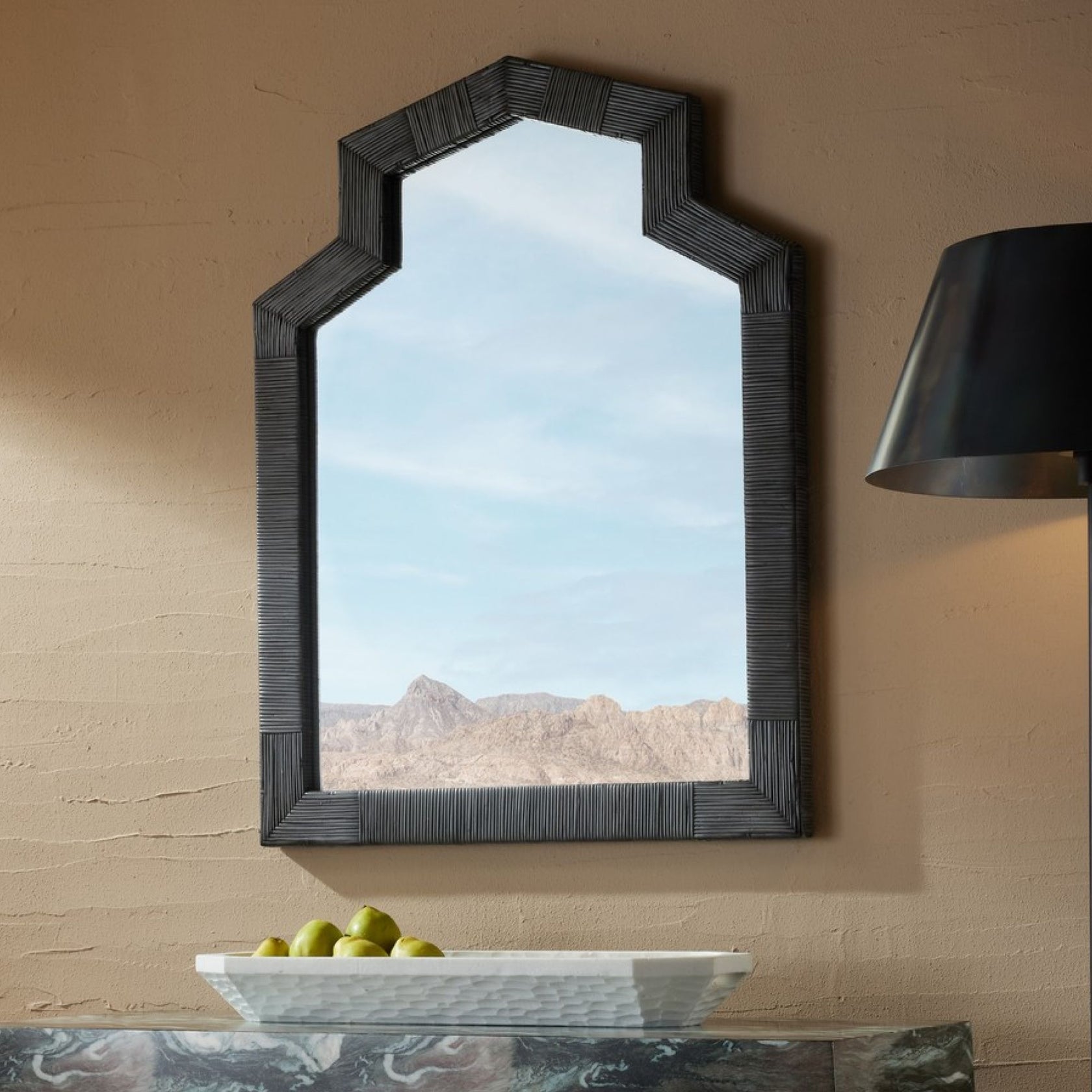 Arteriors Home Beeland Mirror Black and Washed Rattan – CLAYTON GRAY HOME