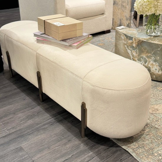 Arteriors Home Justin Bench White Hair on Hide and Antique Brass ...