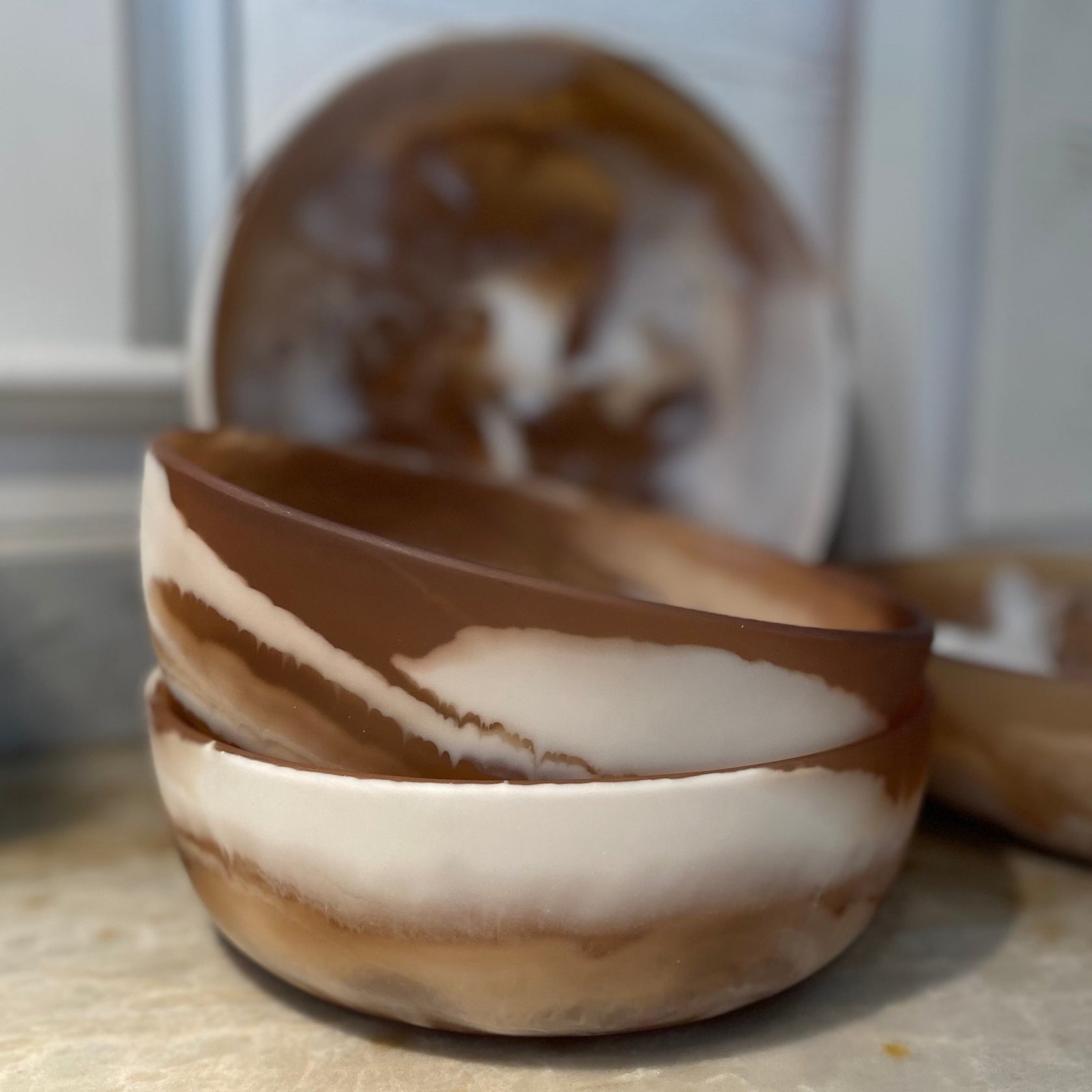 Blue Pheasant Hugo Brown Swirled Resin Serving Bowl - multiple options ...