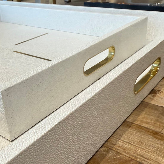 Made Goods Dania Tray Set Bright White Faux Shagreen - multiple options ...