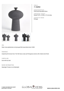 Global Views Folk Vase Set Black Stone – CLAYTON GRAY HOME