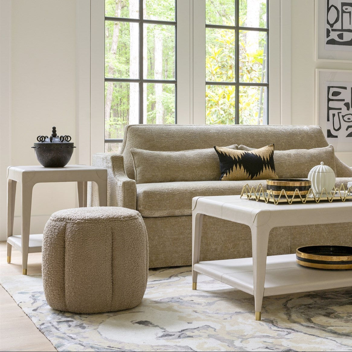 Global Views Tuffet Ottoman Toast Sheepskin – CLAYTON GRAY HOME