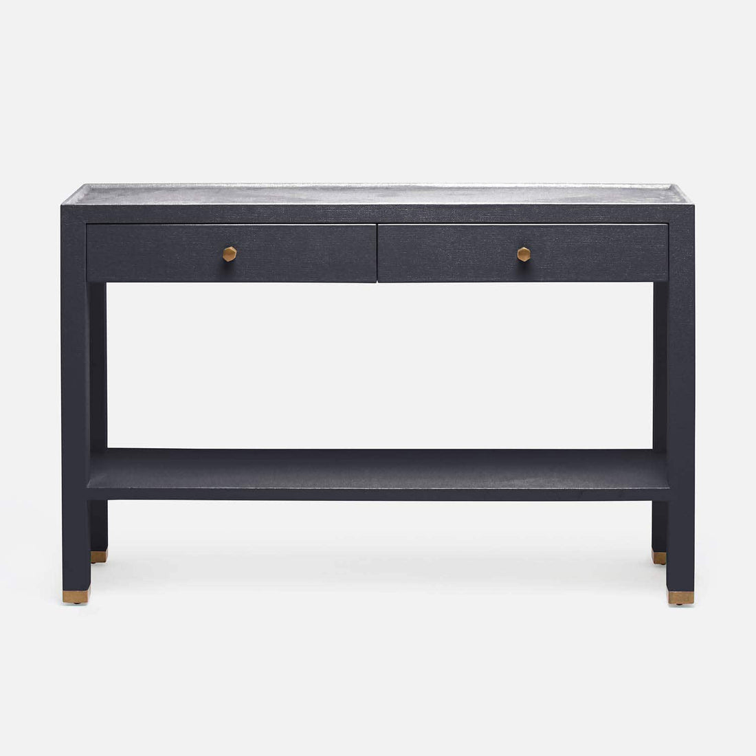 Made Goods Jarin Console Dark Navy Faux Belgian Linen - multiple ...