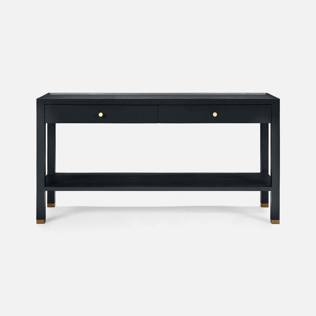 Made Goods Jarin Console Dark Navy Faux Belgian Linen - multiple ...