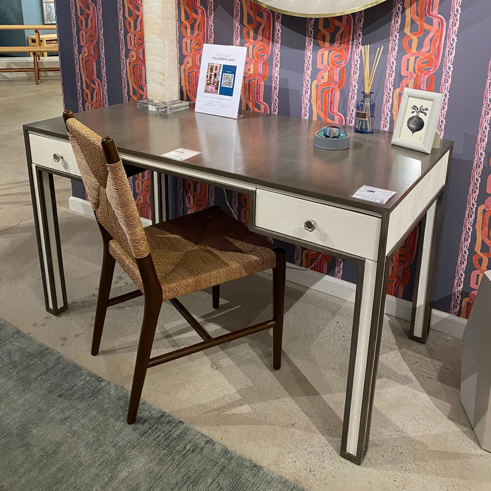 Made Goods Wolfred Desk Pristine Vintage Faux Shagreen and Gray Stained ...