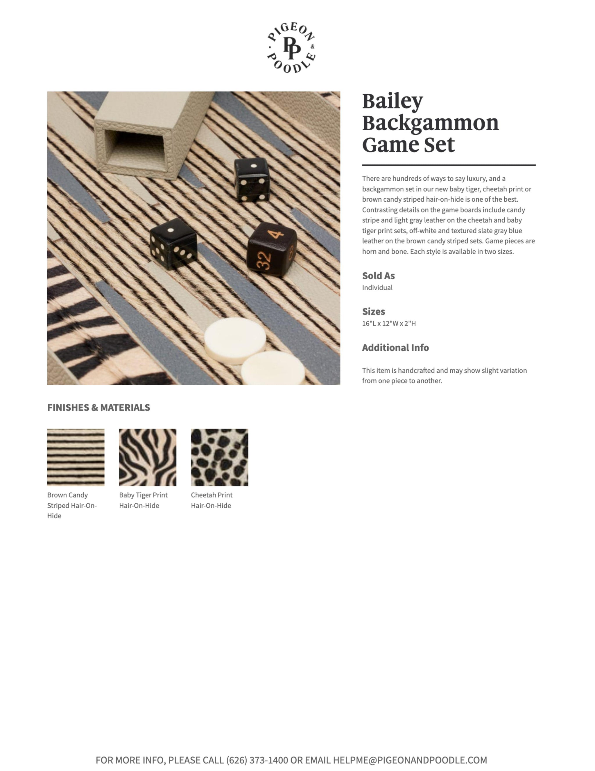 Pigeon and Poodle Bailey Backgammon Game Cheetah - multiple options – CLAYTON GRAY HOME