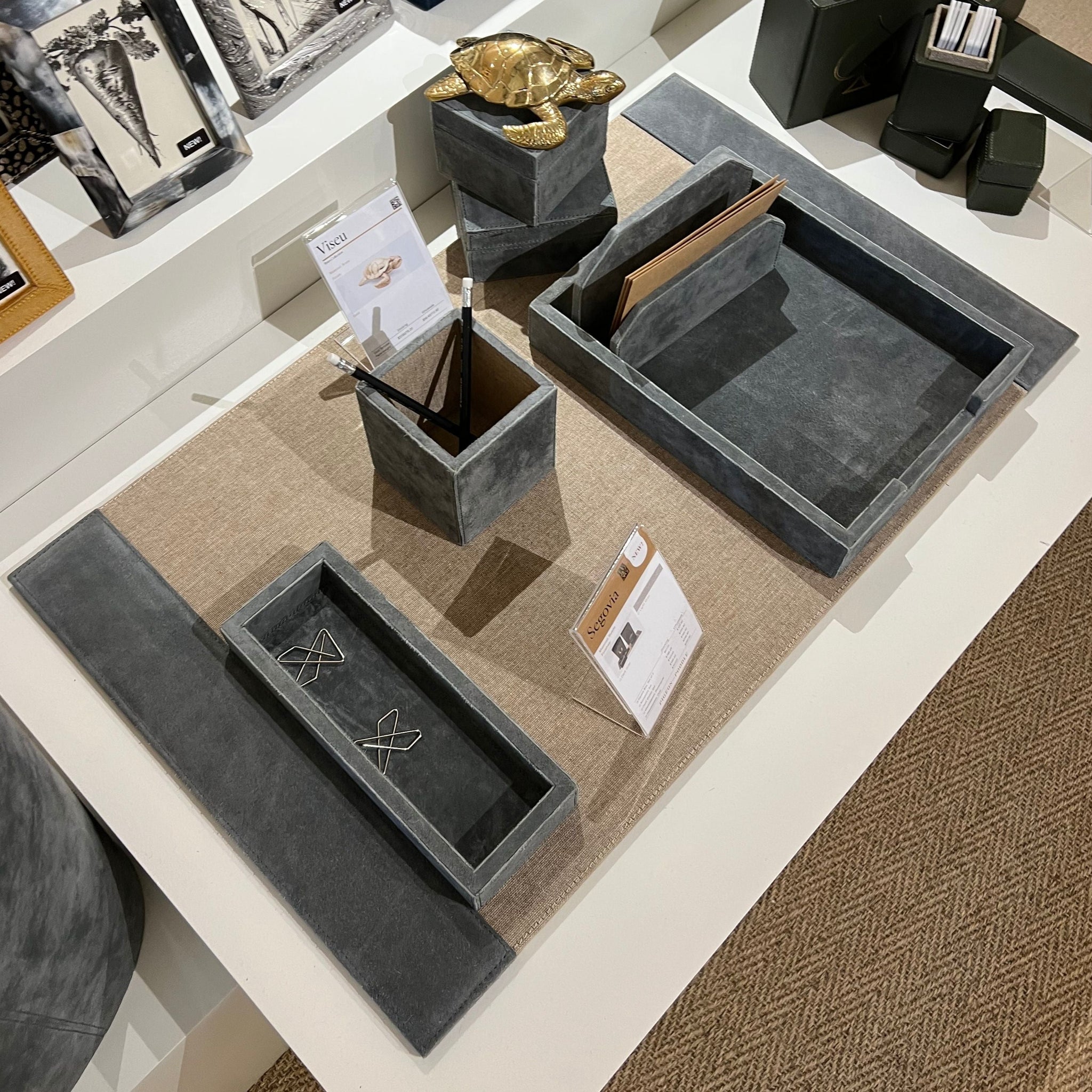 Pigeon and Poodle Segovia Desk Accessory Set Dark Suede – CLAYTON GRAY HOME