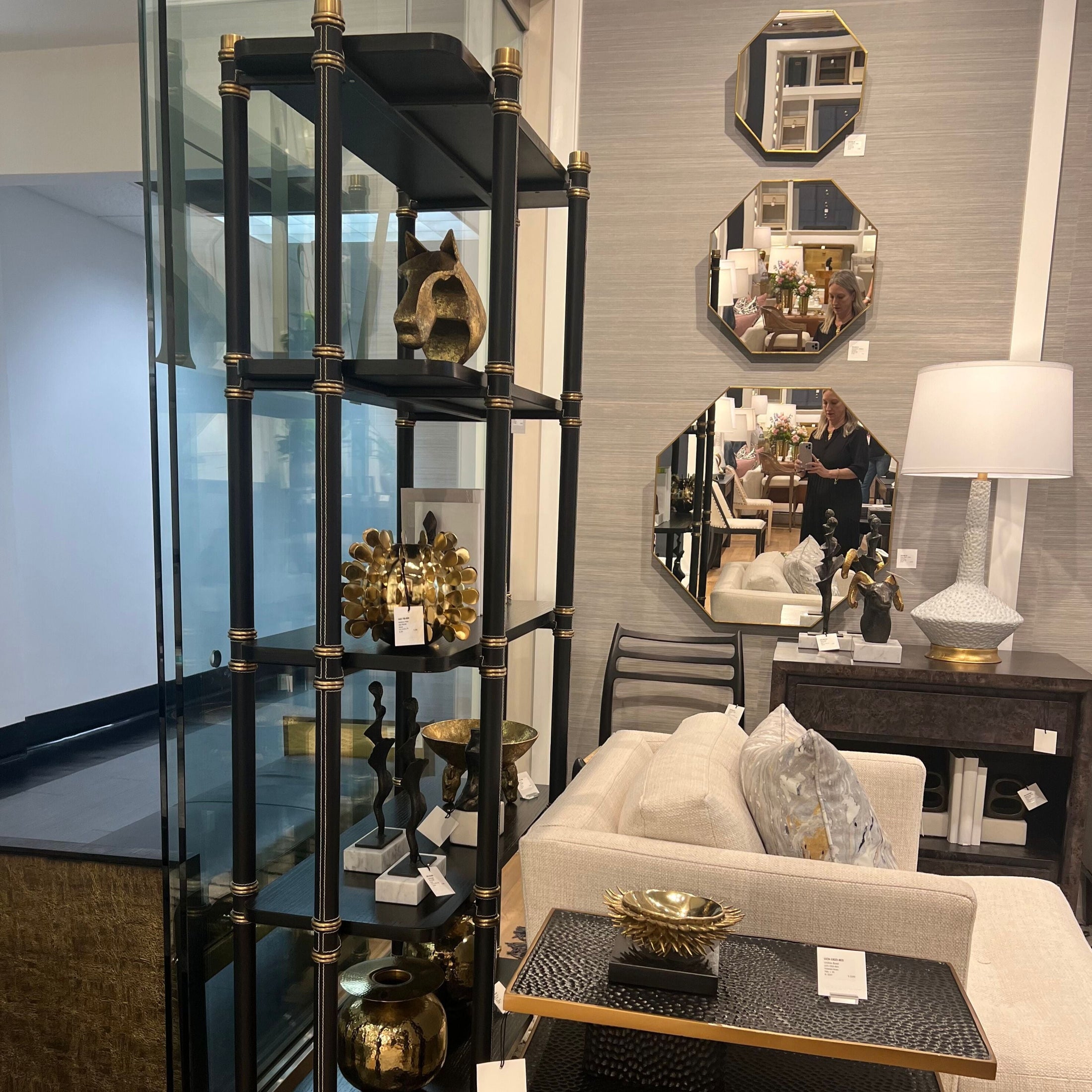 Villa & House Reneau Etagere Black Leather – CLAYTON GRAY HOME