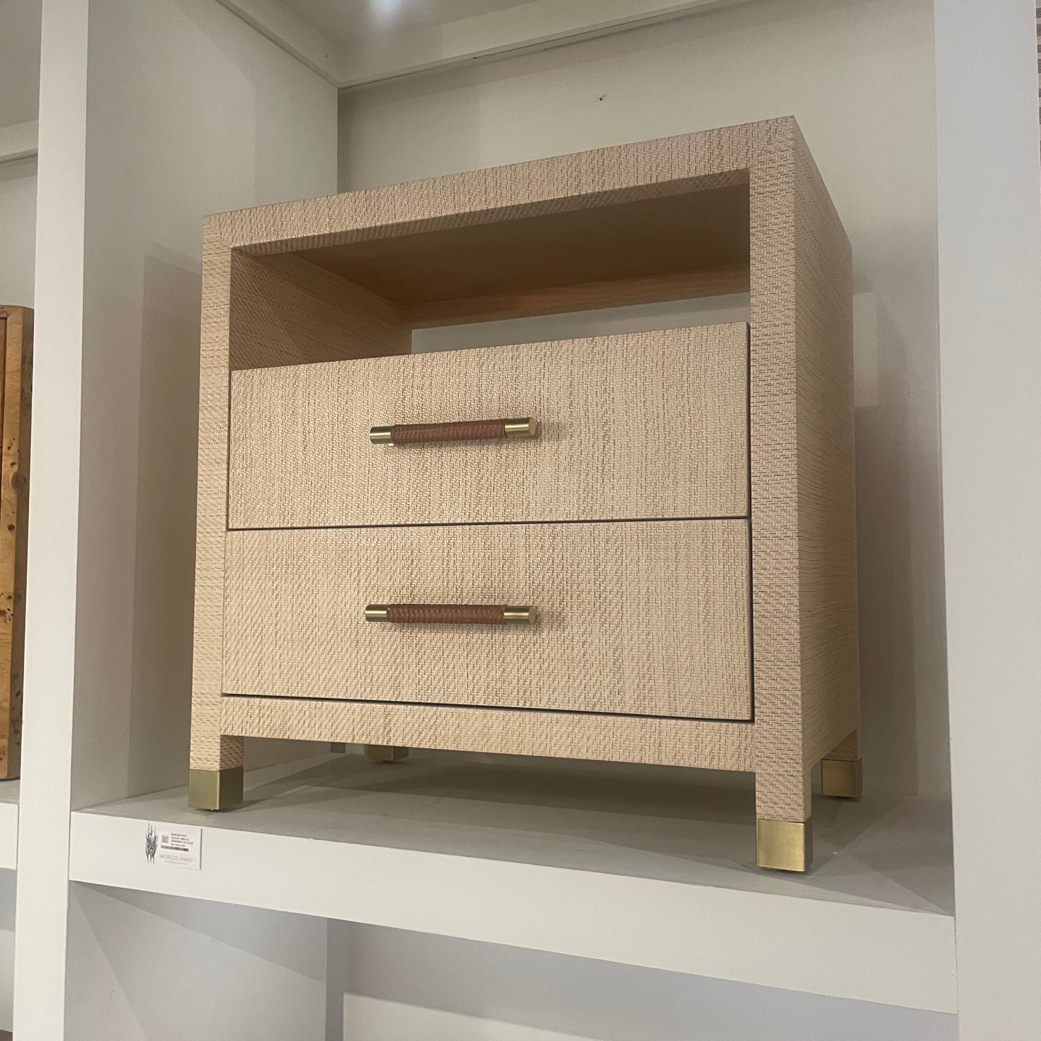 Worlds Away Hancock Two Drawer Side Table Natural Grasscloth – CLAYTON ...
