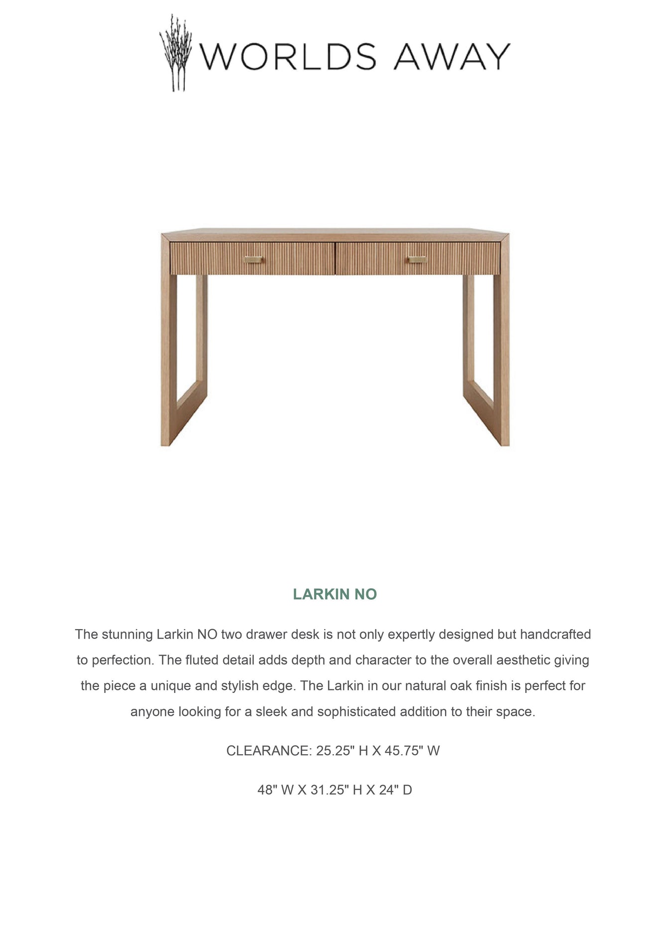 Worlds Away Larkin Desk Natural Oak – CLAYTON GRAY HOME