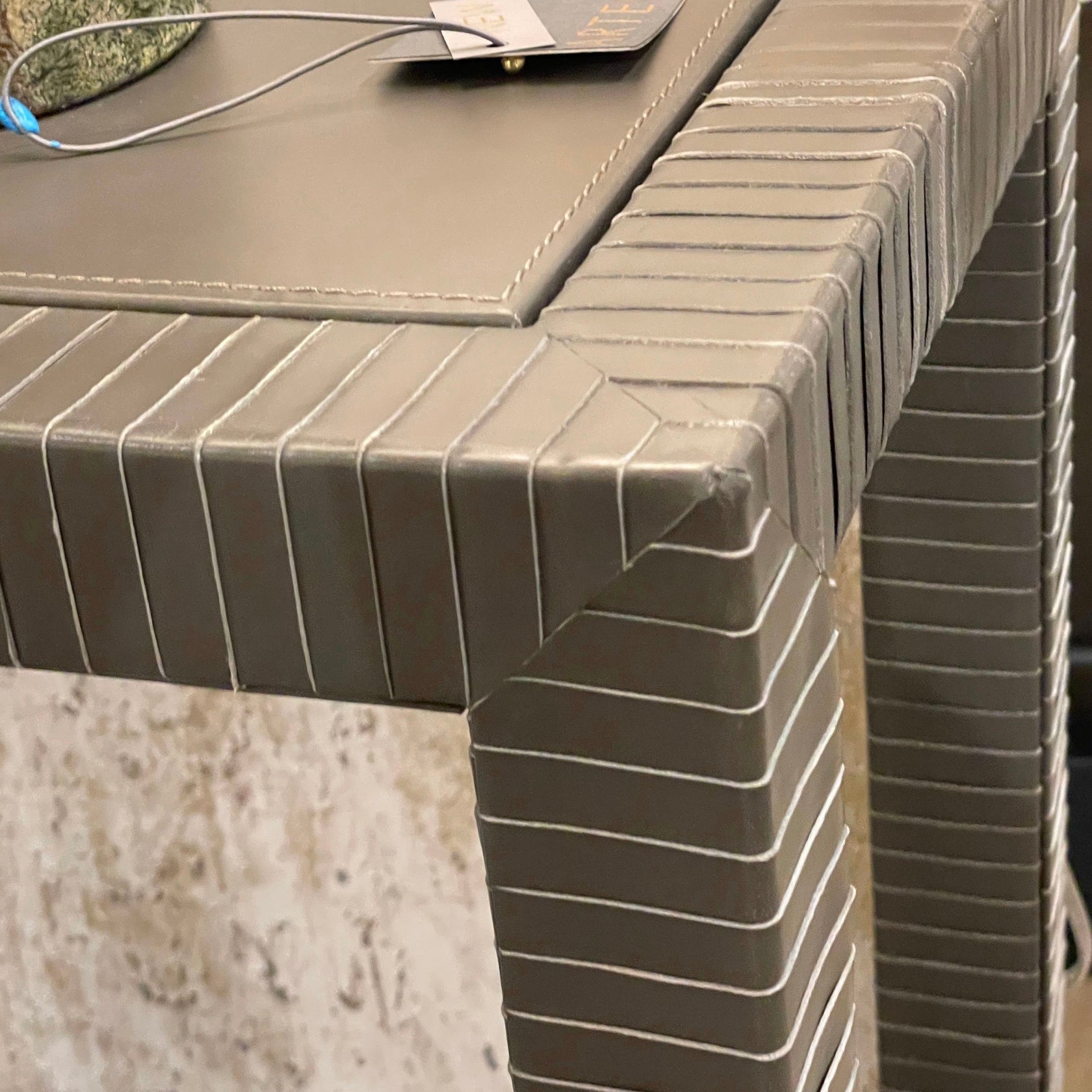 Arteriors Home Oswald Console Graphite Leather – CLAYTON GRAY HOME