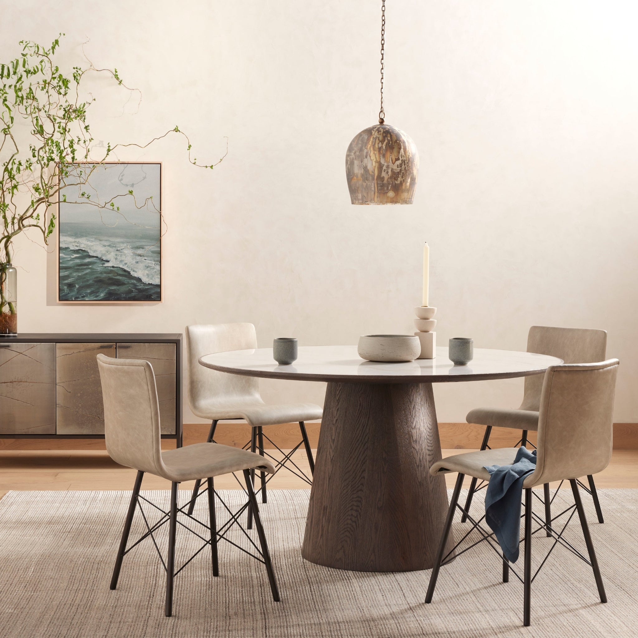 Four Hands Skye Round Dining Table White Marble – CLAYTON GRAY HOME