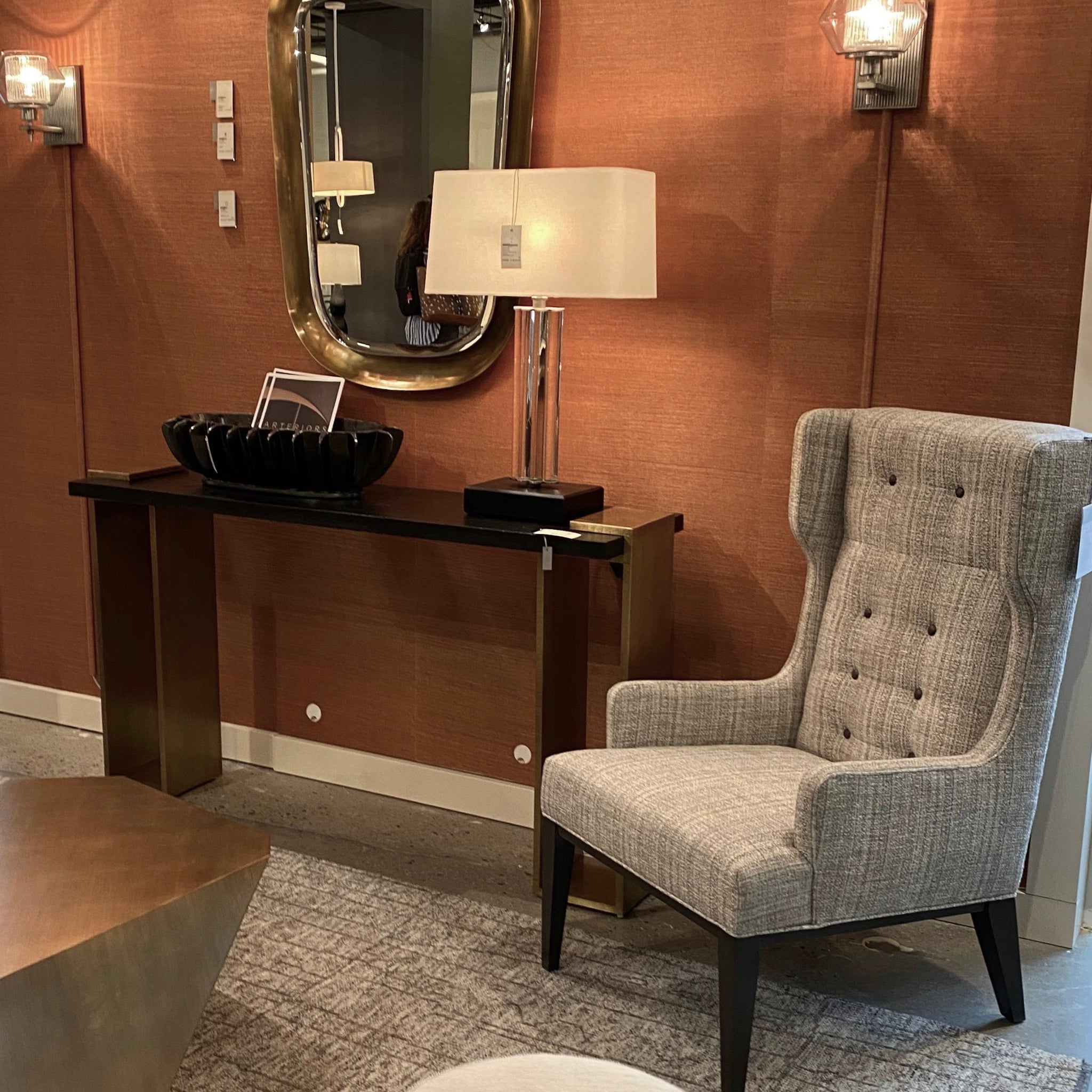 Arteriors Home Orsen Console Antique Brass and Oak Wood – CLAYTON GRAY HOME