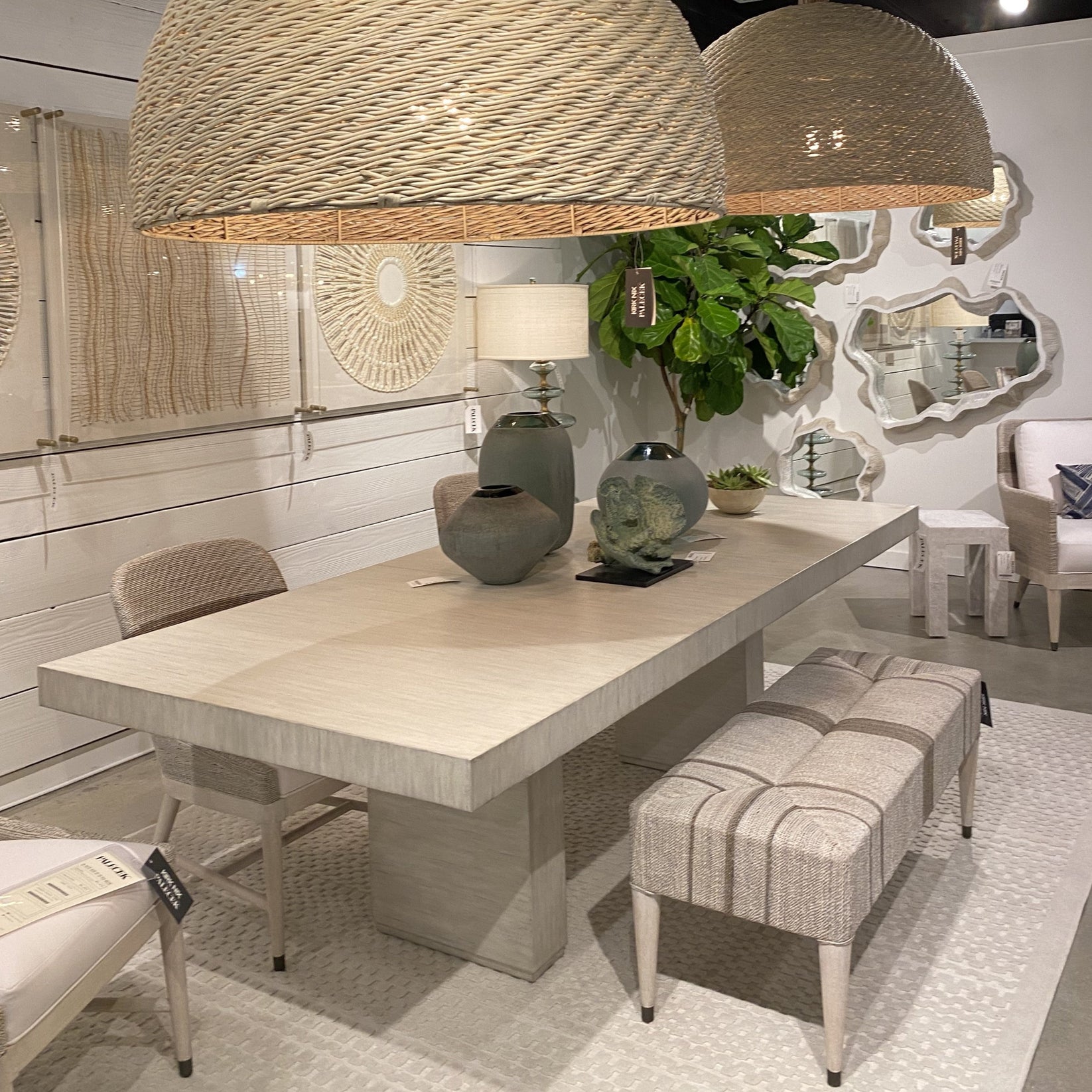 Palecek Fritz Rope Bench Fog White and Taupe – CLAYTON GRAY HOME