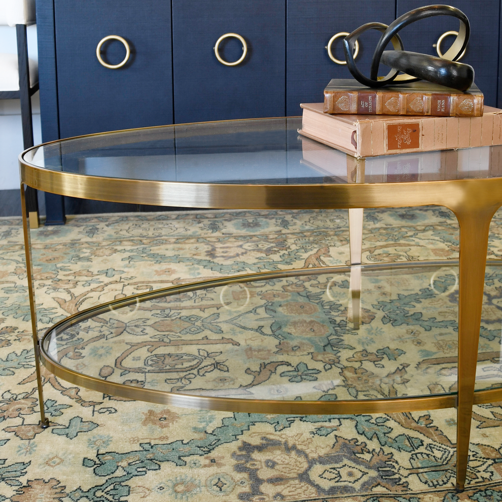 Worlds Away Brando Oval Coffee Table Antique Brass – CLAYTON GRAY HOME