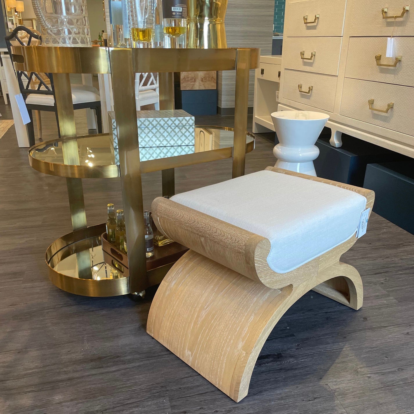 Worlds Away Janna Stool Cerused Oak – CLAYTON GRAY HOME